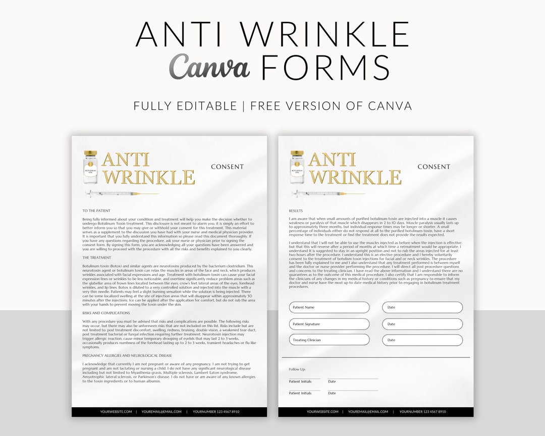 Anti Wrinkle Consent Forms: Botox & Neurotoxins (canva Template) - Etsy