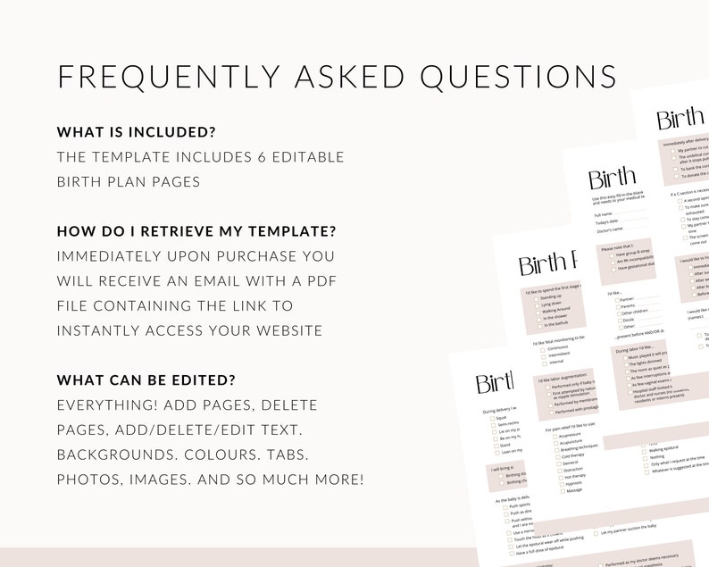 Editable Birth Plan Template: Birthing Preferences Checklist (canva ...