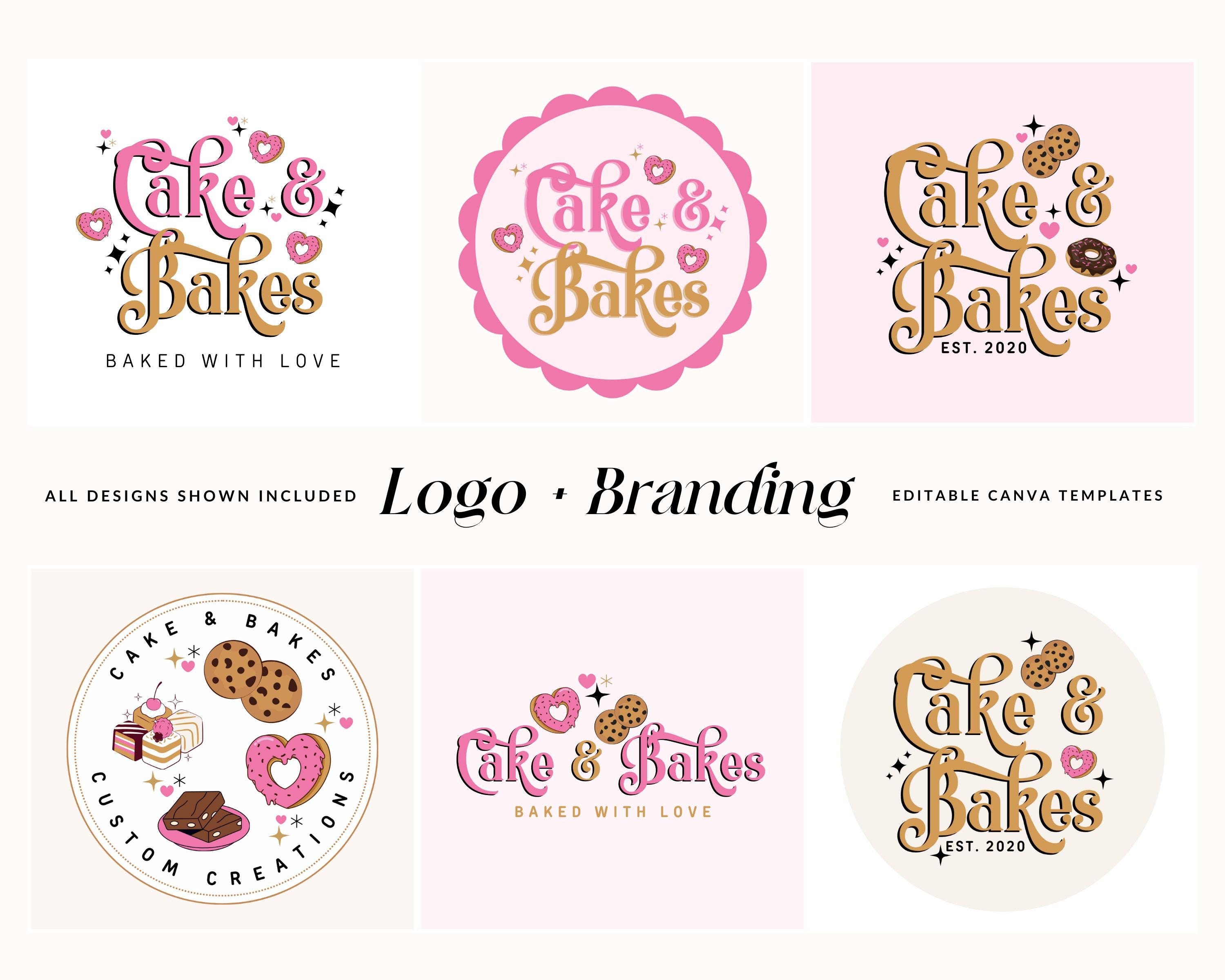 Editable Bakery Logo Design: Cake & Bakes Branding (canva Instant ...