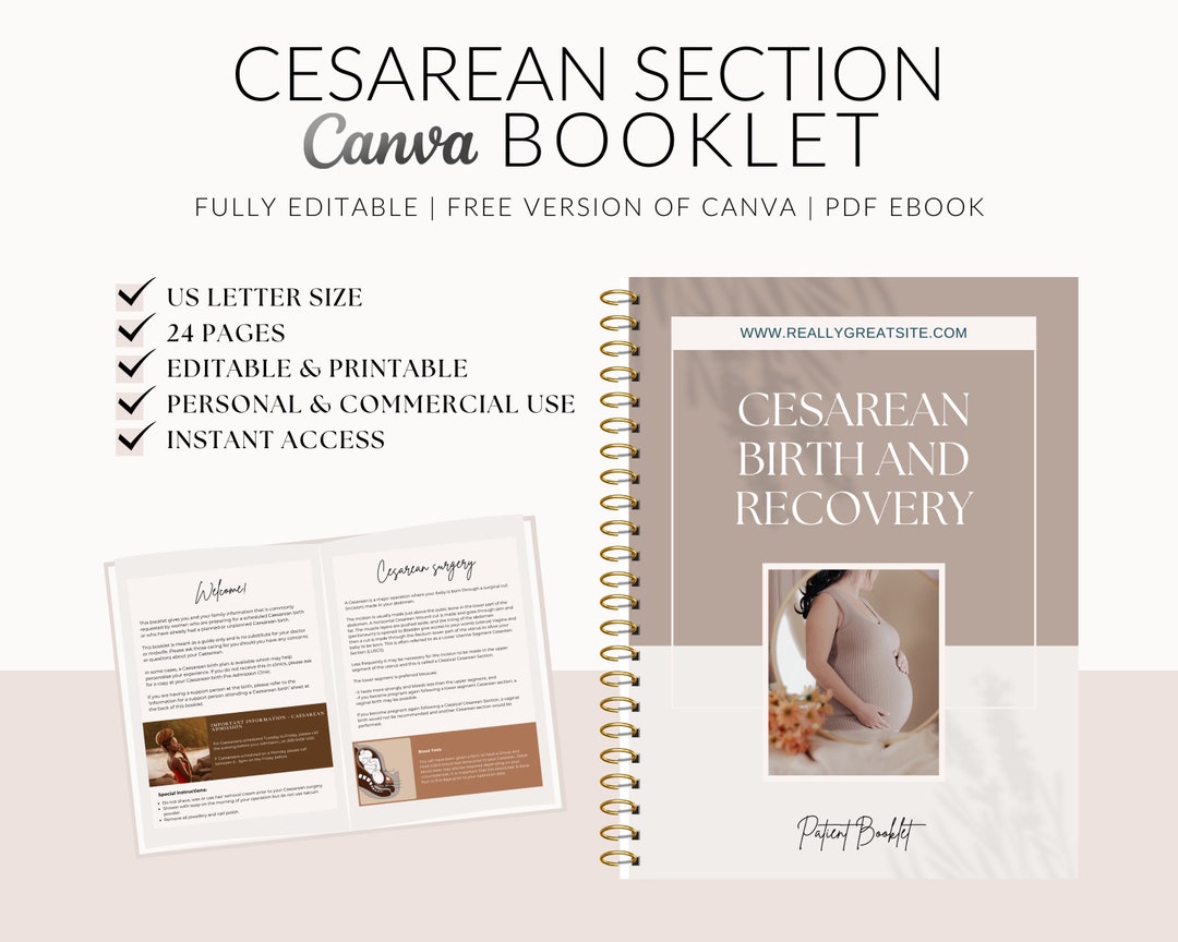 Cesarean Birth & Recovery Booklet, Doula Handout, Doula Client ...