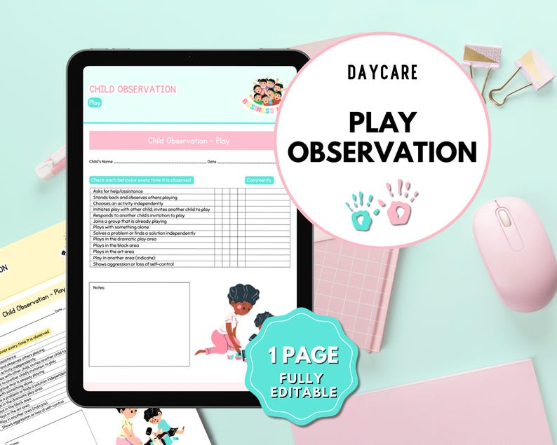 Daycare Child Play Observation Templates, Teacher Resources, Daycare ...