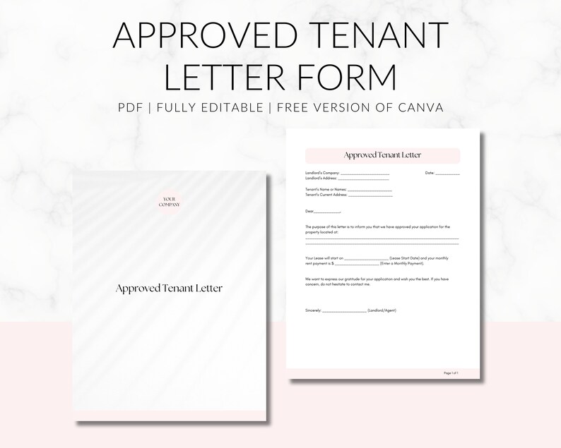 Approved Tenant Letter Form Template, Tenant Approval, Realty Documents ...