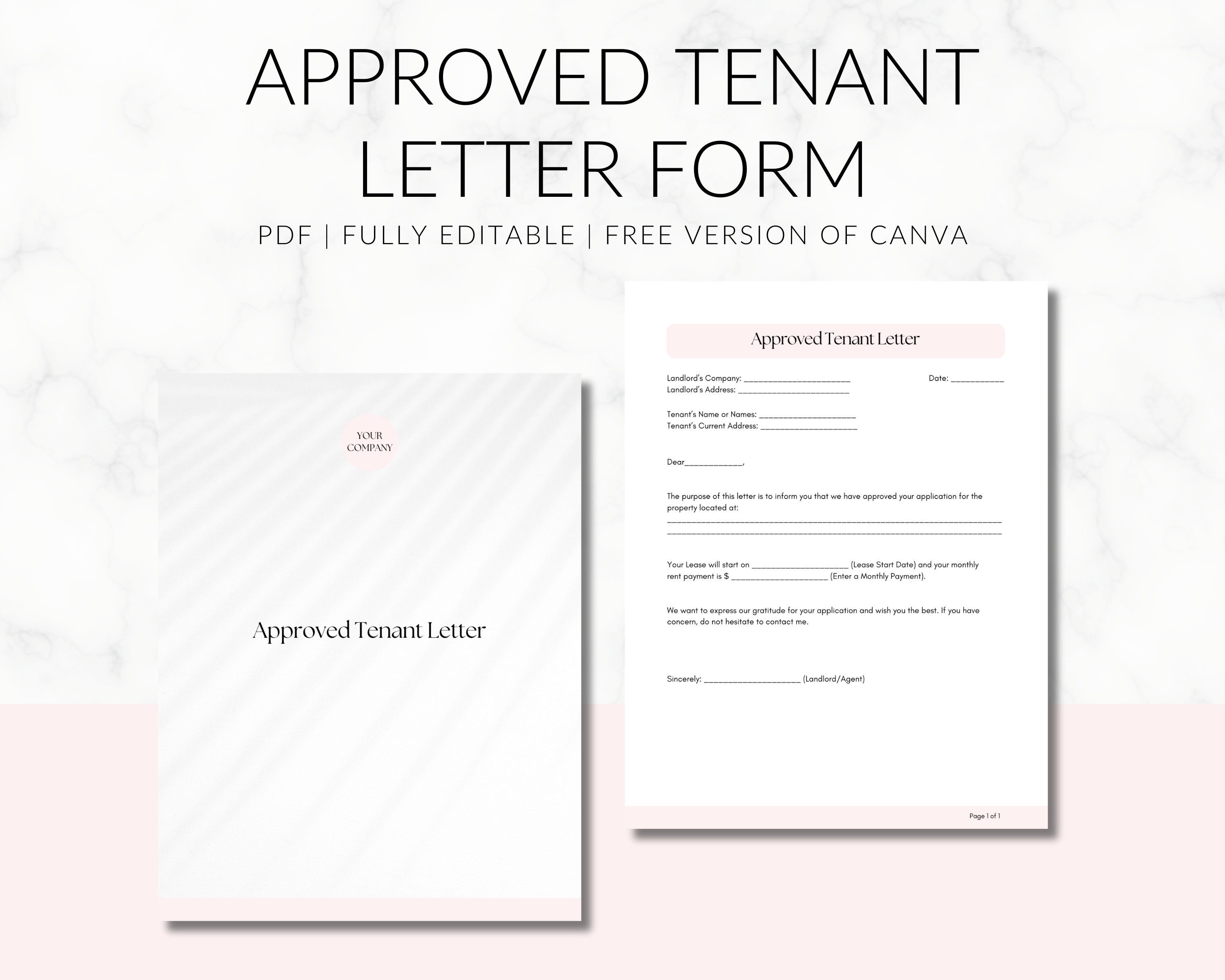 Approved Tenant Letter Form Template, Tenant Approval, Realty Documents ...