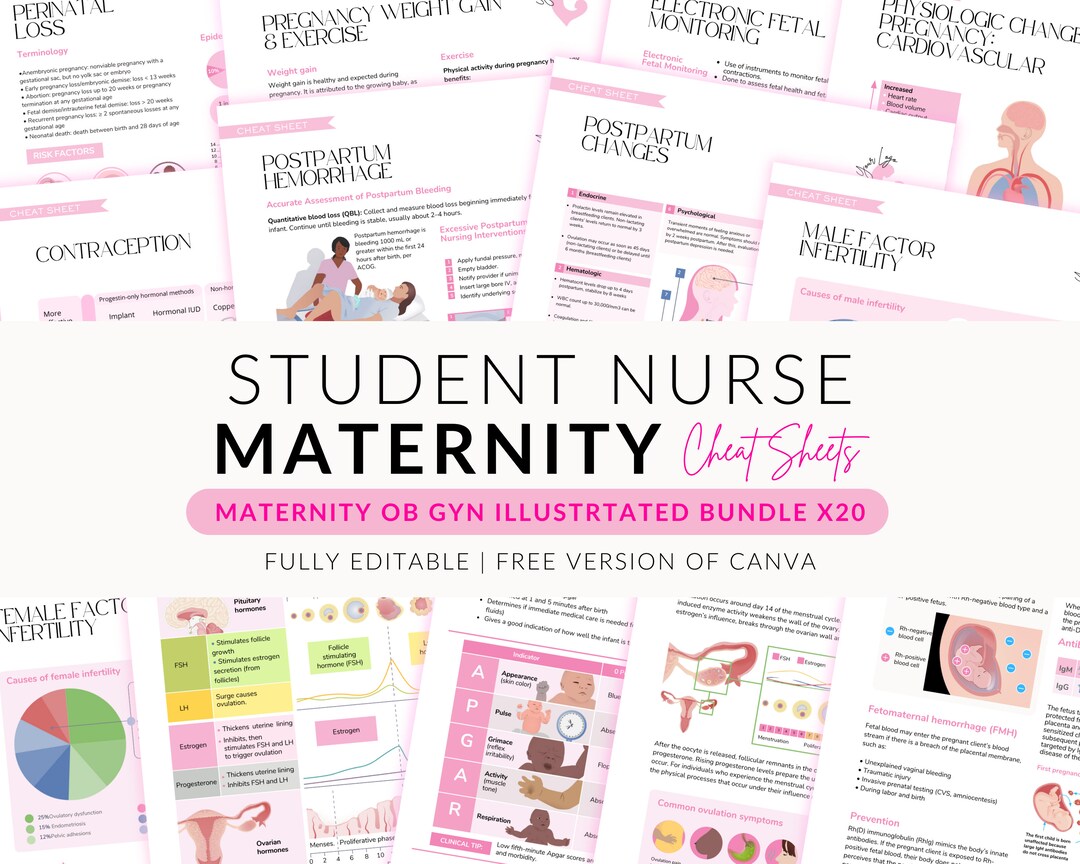Doula Cheat Sheet Bundle X20, Maternity, OB GYN, Gynecology, Cheat Sheets, Study Guide, Student ...