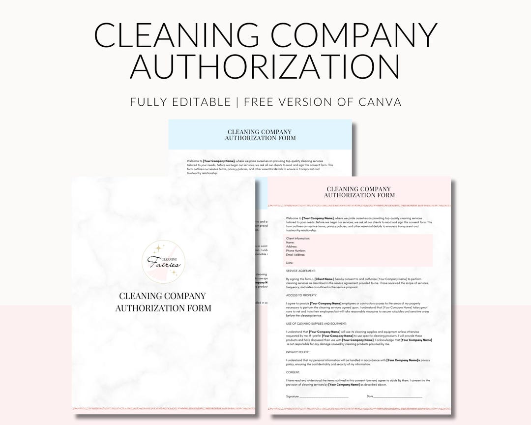 Cleaning Company Authorization Forms - Cleaning Business Documents ...