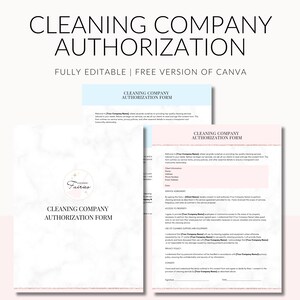 Cleaning Company Authorization Forms - Cleaning Business Documents ...
