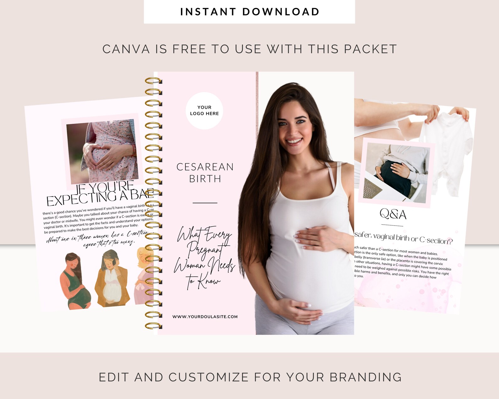 Cesarean Birth Information Booklet: Doula Handouts, C-section Guide ...