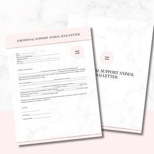Emotional Support Animal (ESA) Letter Template Form, Pet Tenant ...
