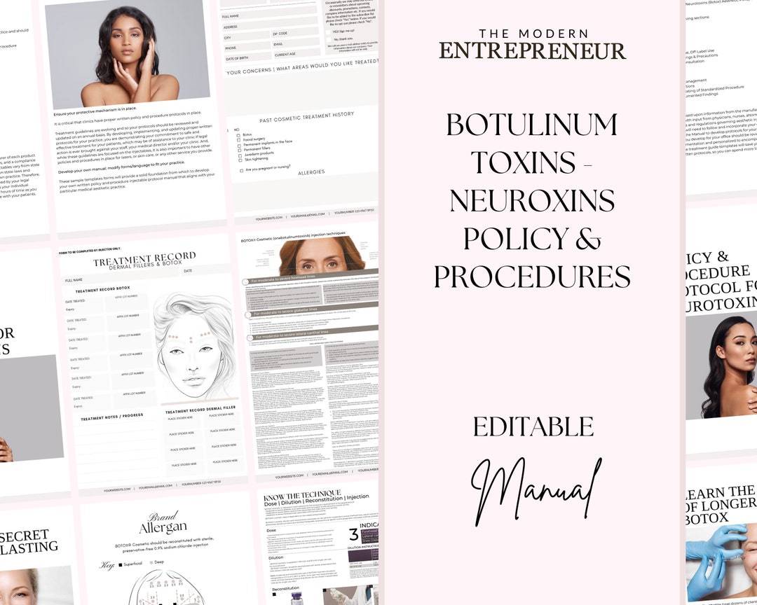 BOTOX Policy Procedures Manual, 32 Page Packet, Canva Template, Nurse ...