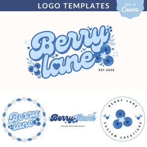 Retro Blue Logo Design Template: DIY Editable Business Logo (digital ...