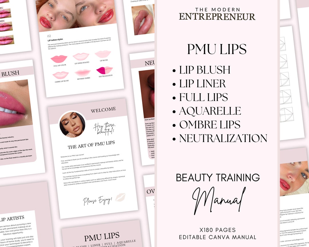 PMU Lips Training Manual, Lip Blush, Lip Liner, Ombre Lips, Lip Tattoos ...