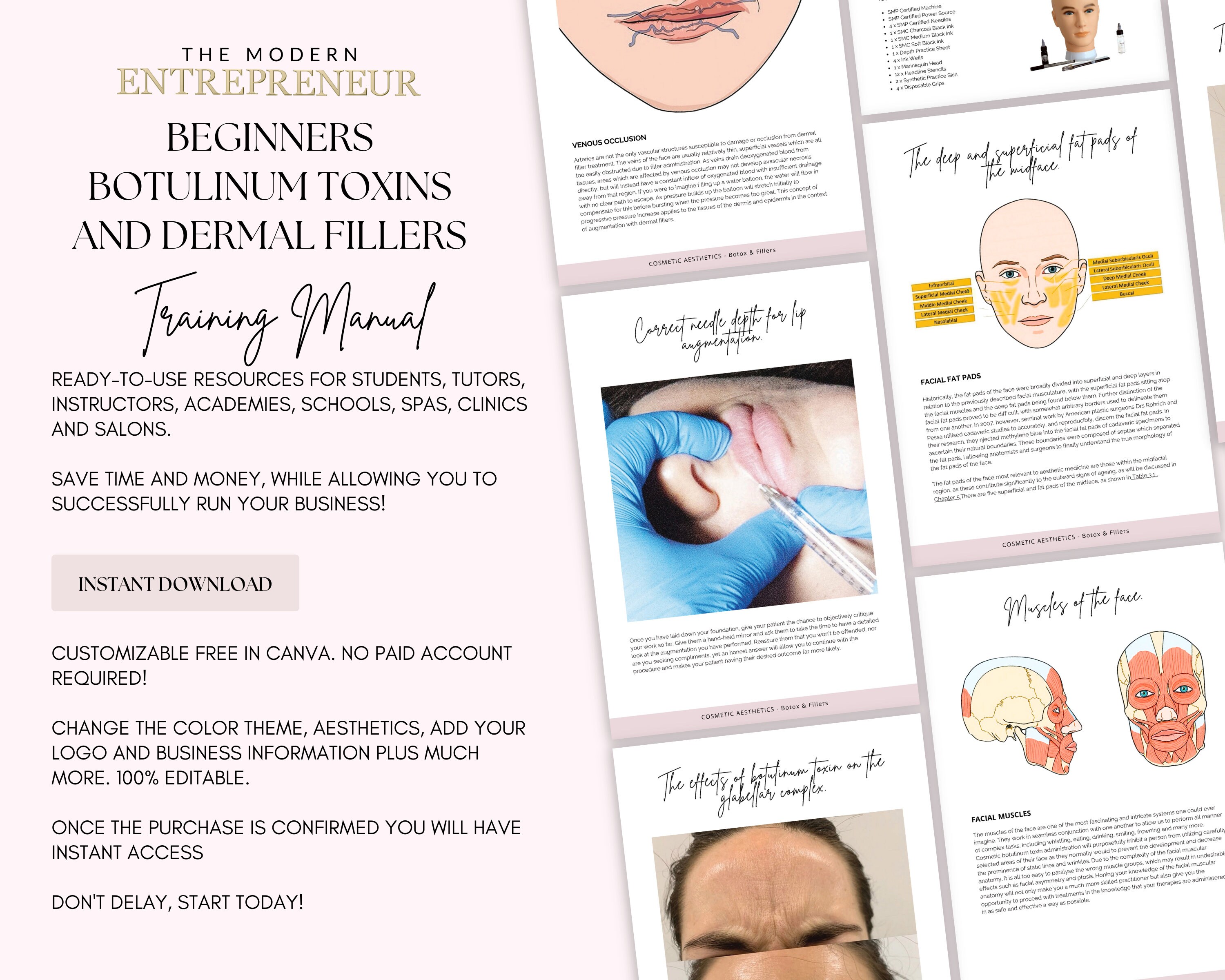 Beginners Cosmetic Aesthetics Training Manual, Botulinum Toxins, Botox, Dermal Fillers, Student ...