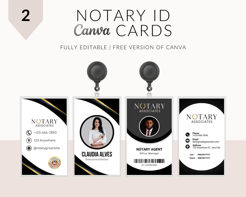Notary Agent ID Cards, Identification Templates, Notary Business, Edit ...