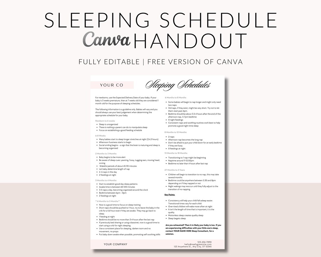 Newborn Baby Sleeping Schedule Handout for Parents, Pospartum Doula ...
