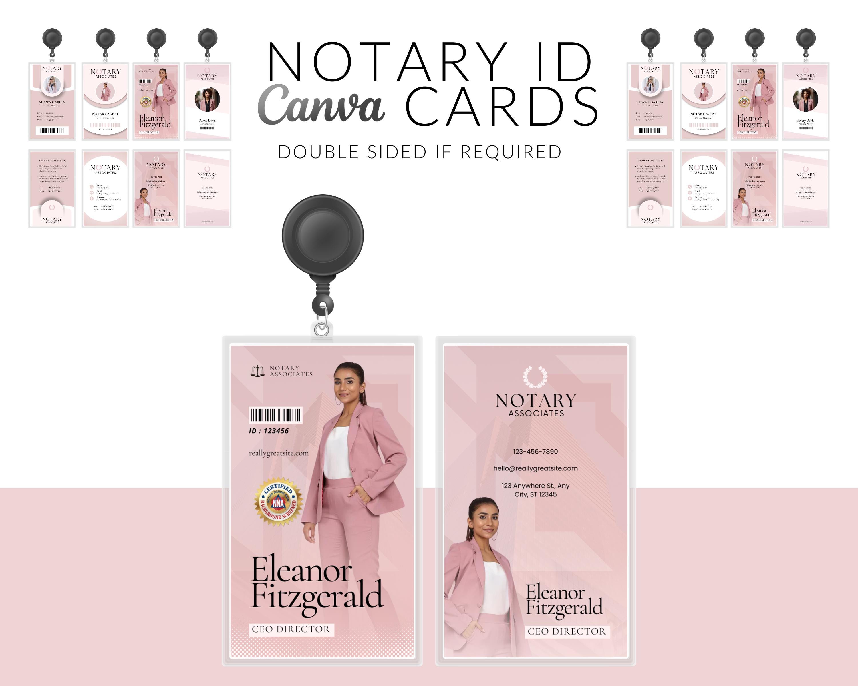 Notary Agent ID Cards, Identification Templates, ID Cards, Blush ...