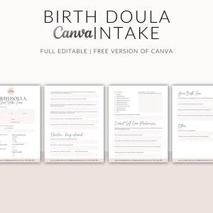 Doula Birth Client Intake Forms: Modern Canva Template (digital ...