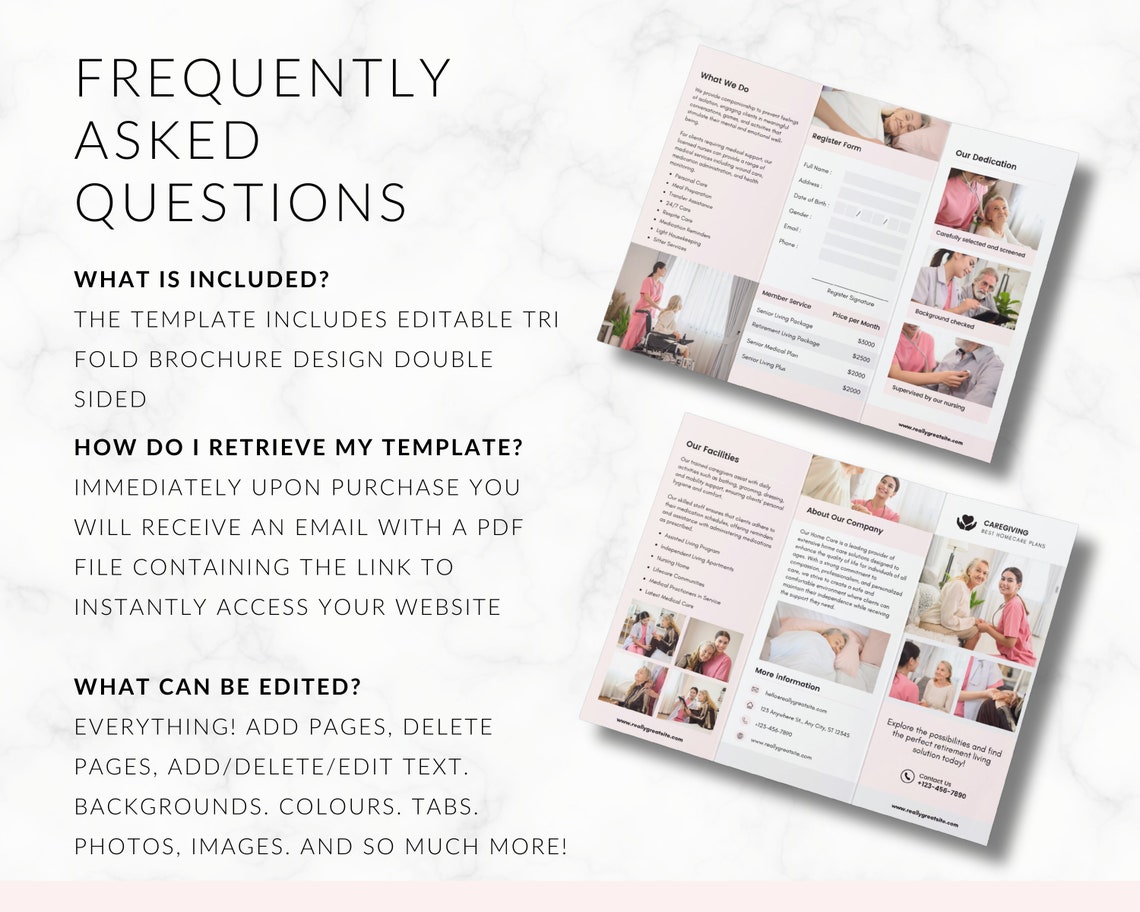 Home Care Tri Fold Brochure Template: Caregiving Ads (edit in Canva) - Etsy