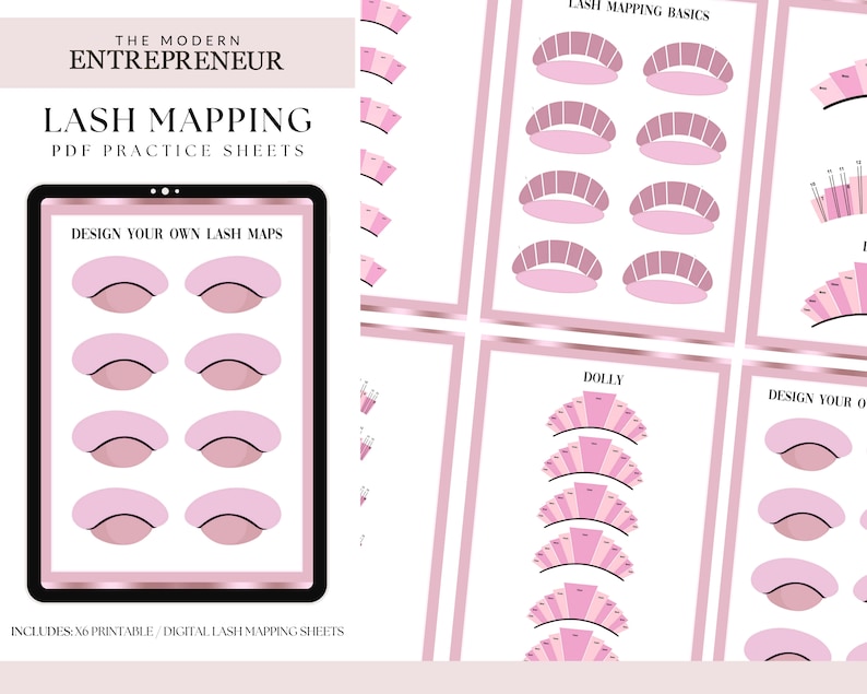 Lash Map Printables: Eyelash Extensions Training Resource (PDF X6 Pages ...