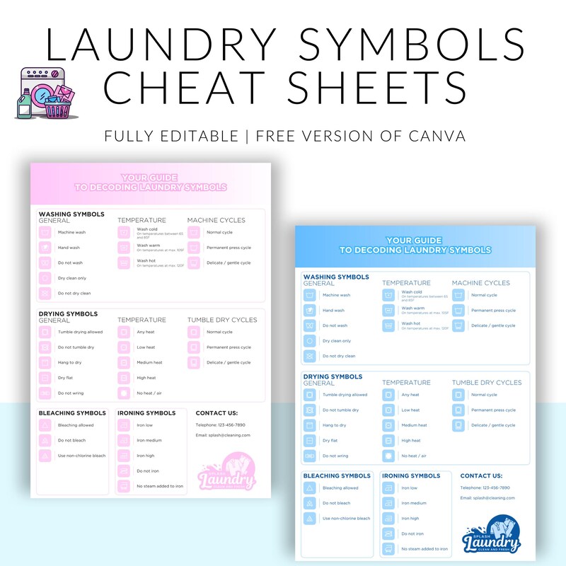 Laundry Cheat Sheet - Etsy