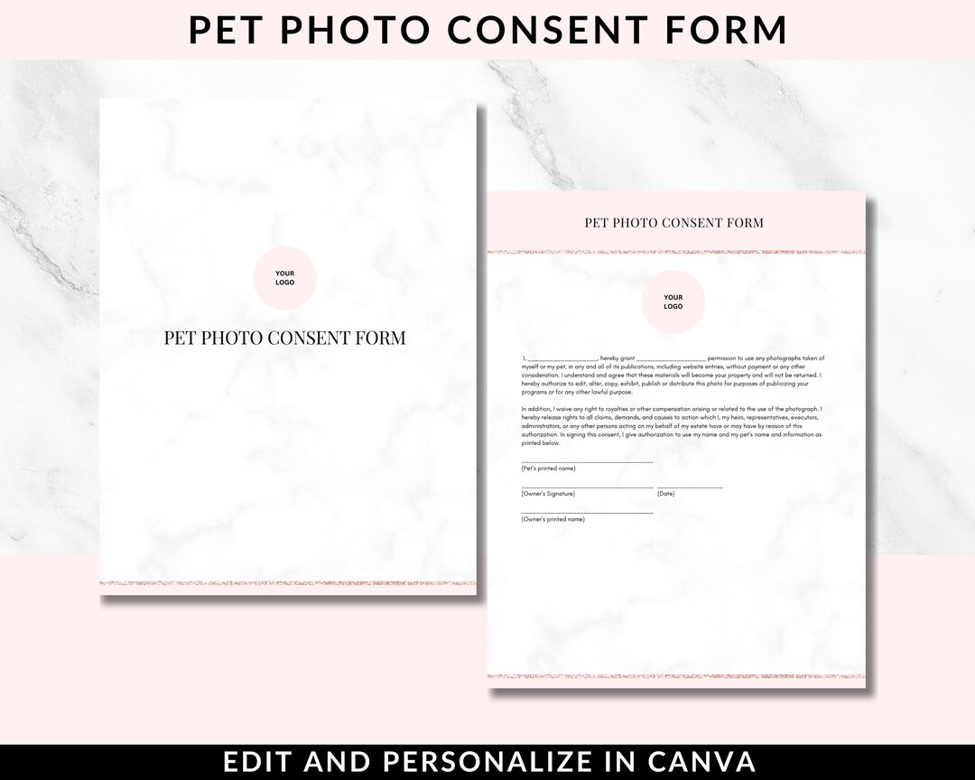 Pet Photo Consent Form Template: Editable Canva Design - Etsy