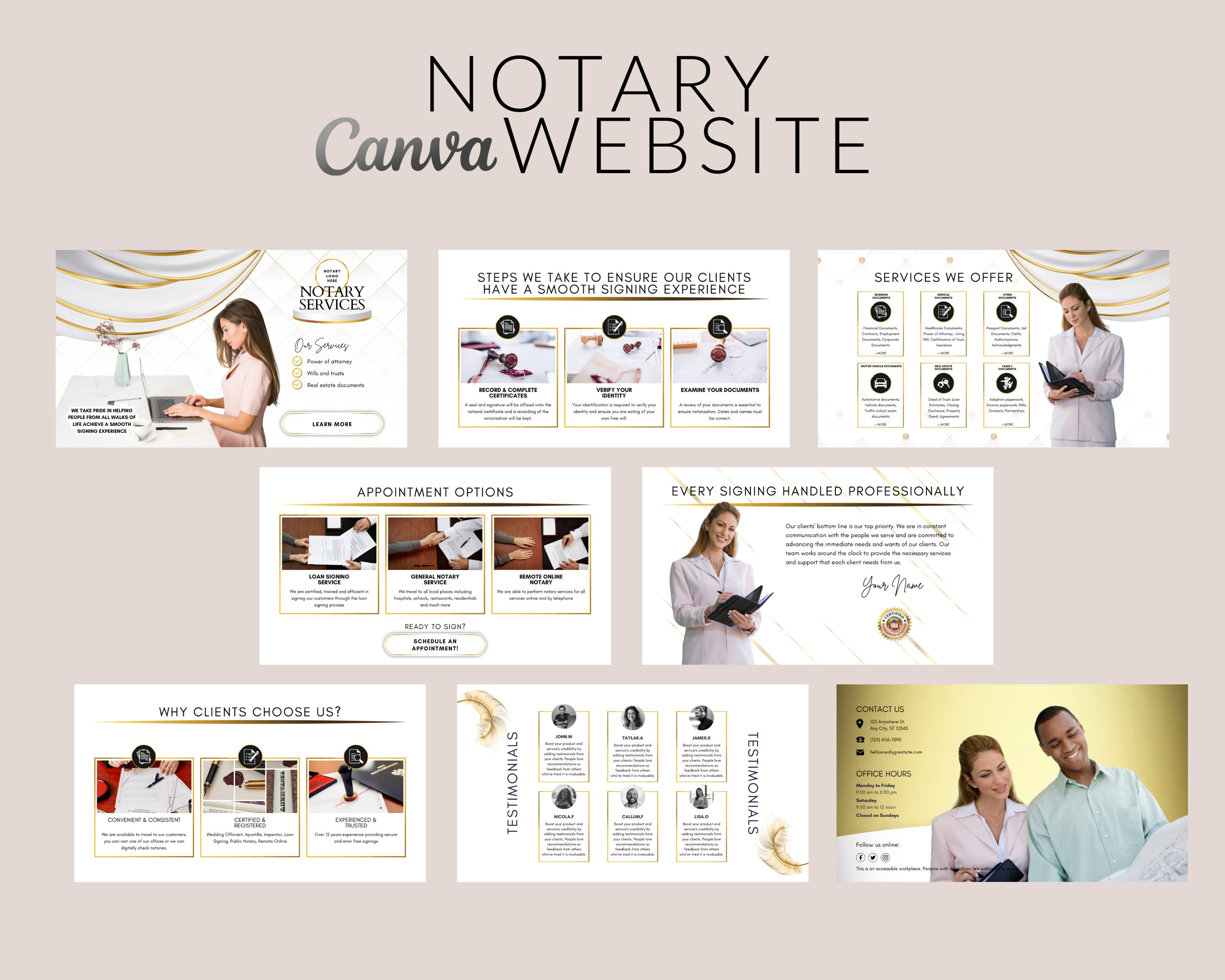 Elegant Public Notary Website, Notary Site, Notary Template, Notary ...
