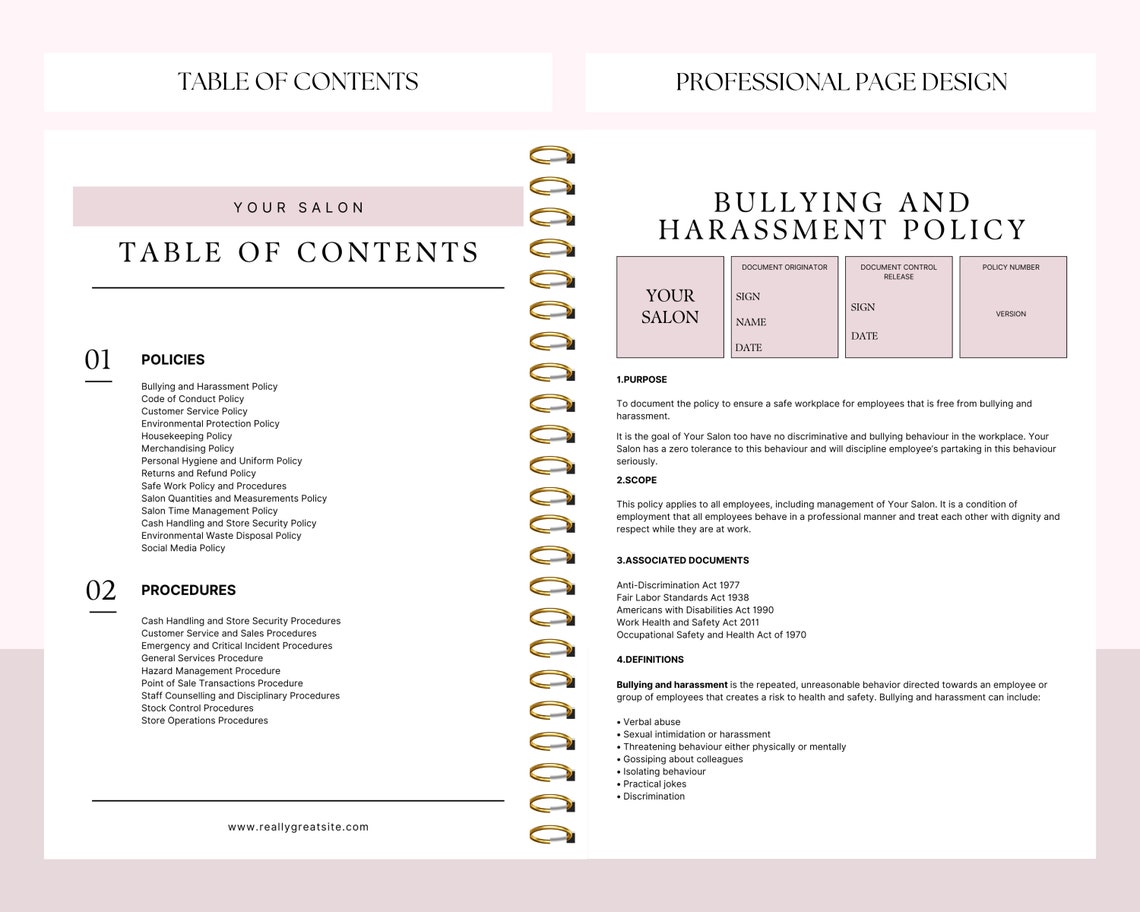 Salon Policies and Procedures Handbook: Canva Editable (60+ Pages ...