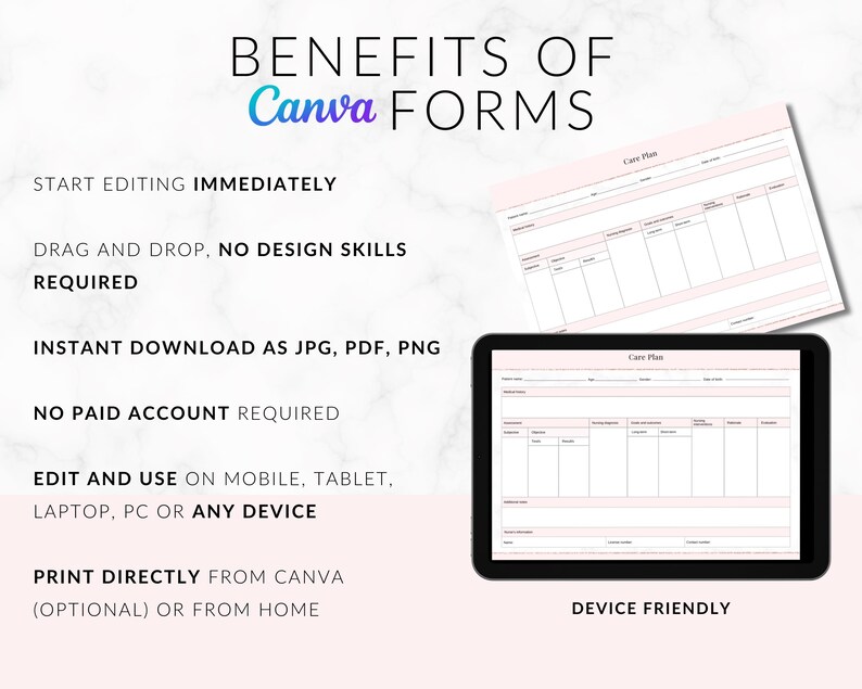 Caregiver Care Plan Template, Caregiver Forms, Add Your Logo, Edit in ...