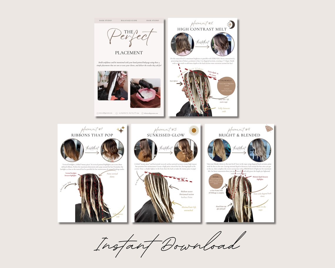 Blonde Balayage Student Class Handouts: Editable Canva Template (PDF ...