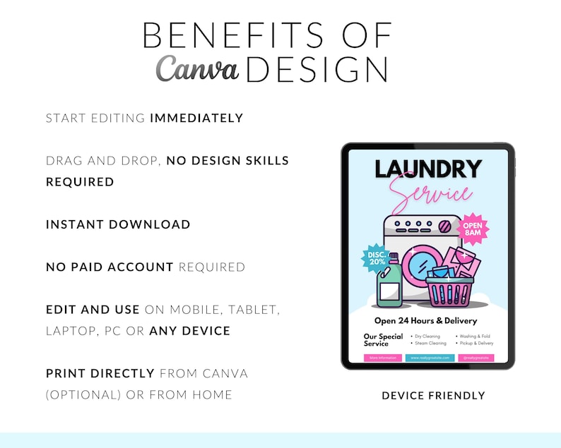 Laundry Service Flyers: Launderette Advertising Templates (canva ...