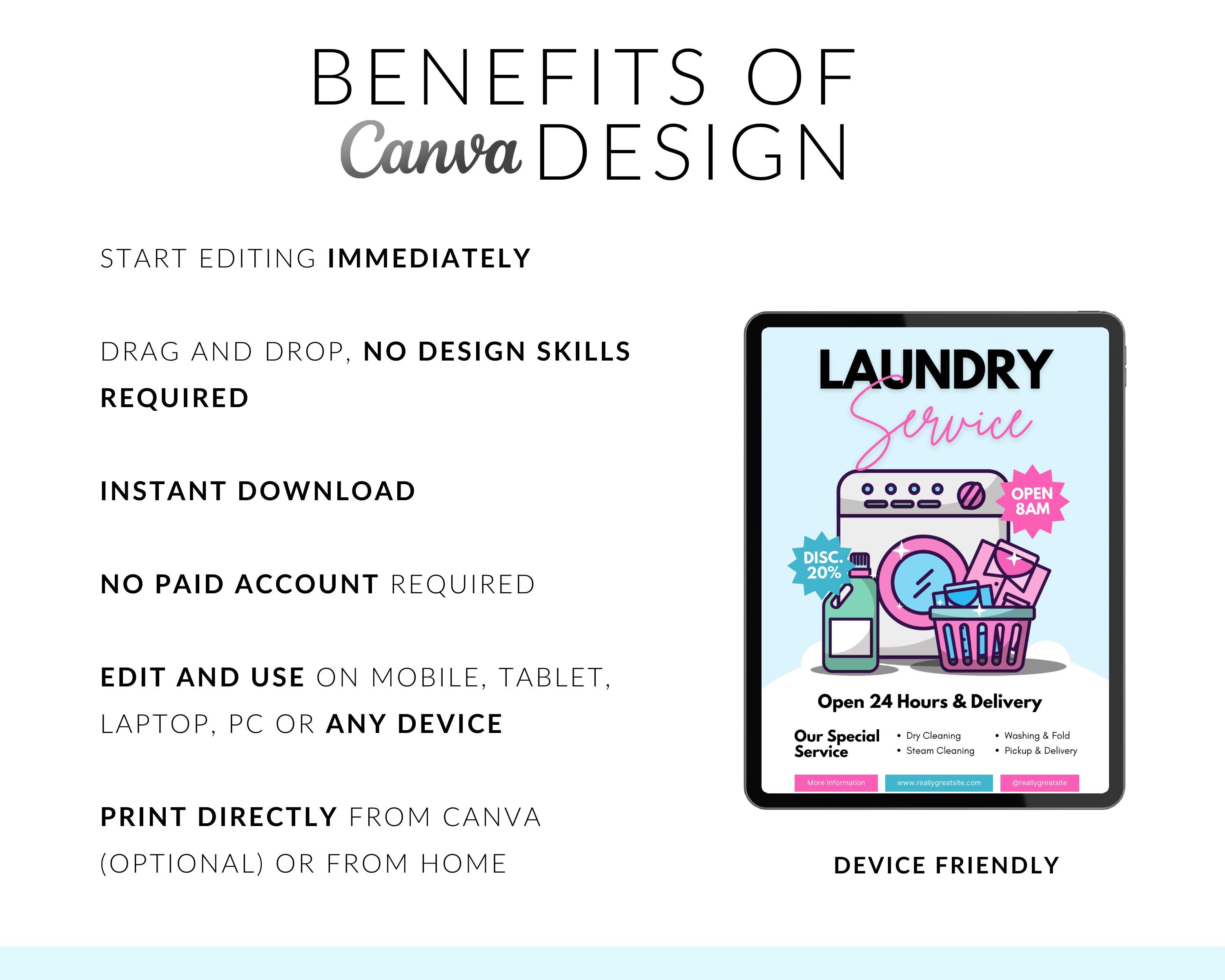 Laundry Service Flyers: Launderette Advertising Templates (canva ...