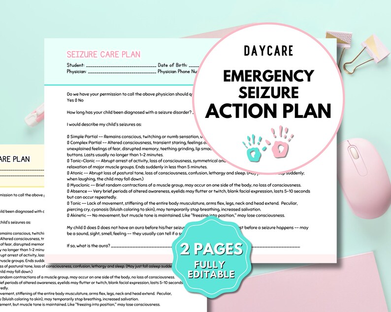 Emergency Seizure Action Plan, Epilepsy Teacher Resources, School ...