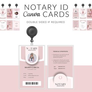 Notary Agent ID Cards, Identification Templates, ID Cards, Blush ...