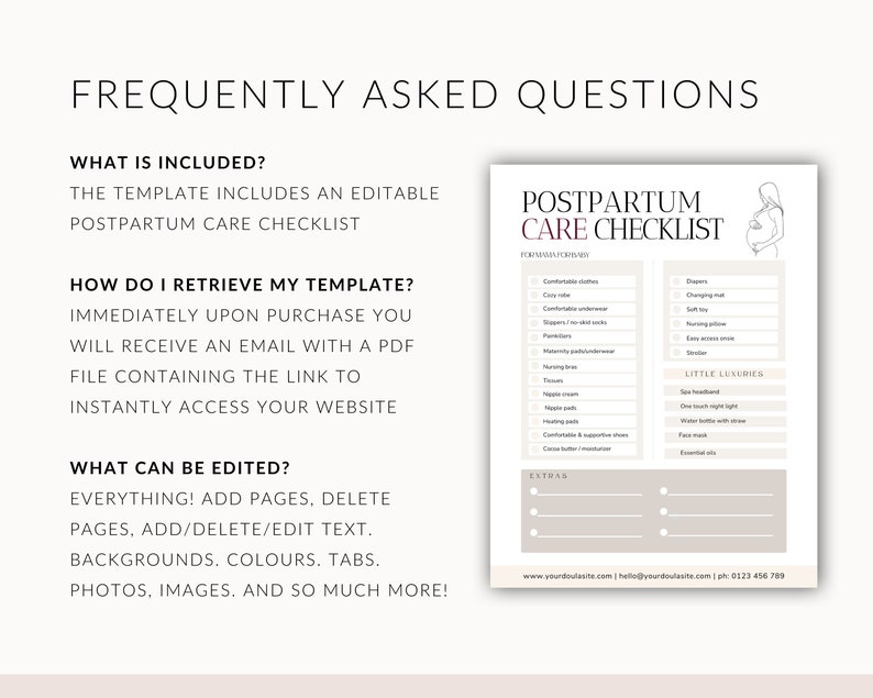 Postpartum Care Checklist, Postpartum Worksheets, Postpartum Doula ...