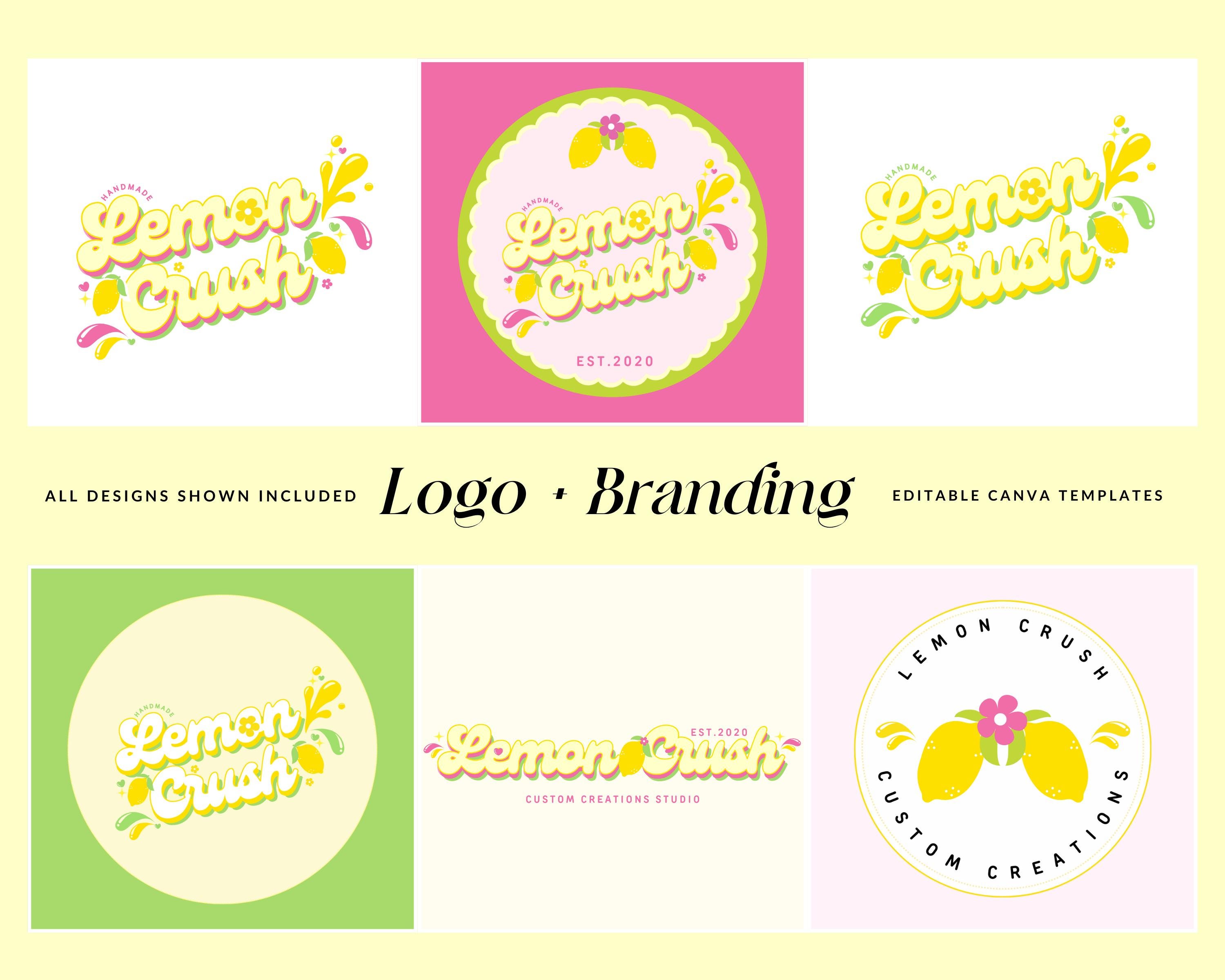Retro Lemon Logo Design Template: DIY Editable Business Branding (canva ...
