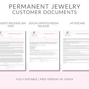 Permanent Jewelry Business Forms: Consent, Waiver, Thank You Card (edit ...