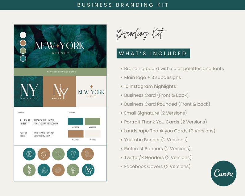 Editable Modern Branding Kit Templates: Logo, Business Card (canva) - Etsy
