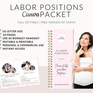 Labor Progress Positions Handout, Labor Handout Template, Doula ...