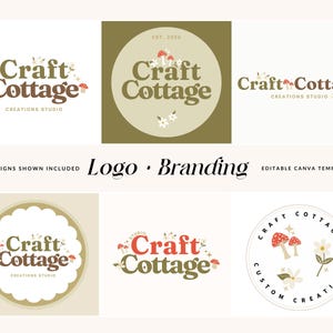 Cottagecore Mushroom Logo Design: DIY Editable Template (canva) - Etsy