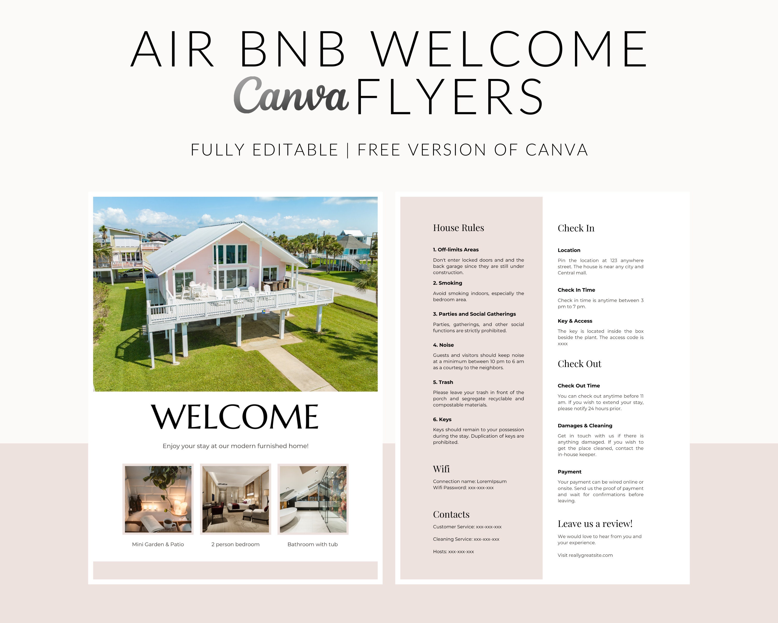 Airbnb Welcome Flyers, House Host Templates, Welcome Guests, Short Term ...