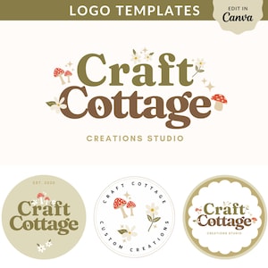 Cottagecore Mushroom Logo Design: DIY Editable Template (canva) - Etsy