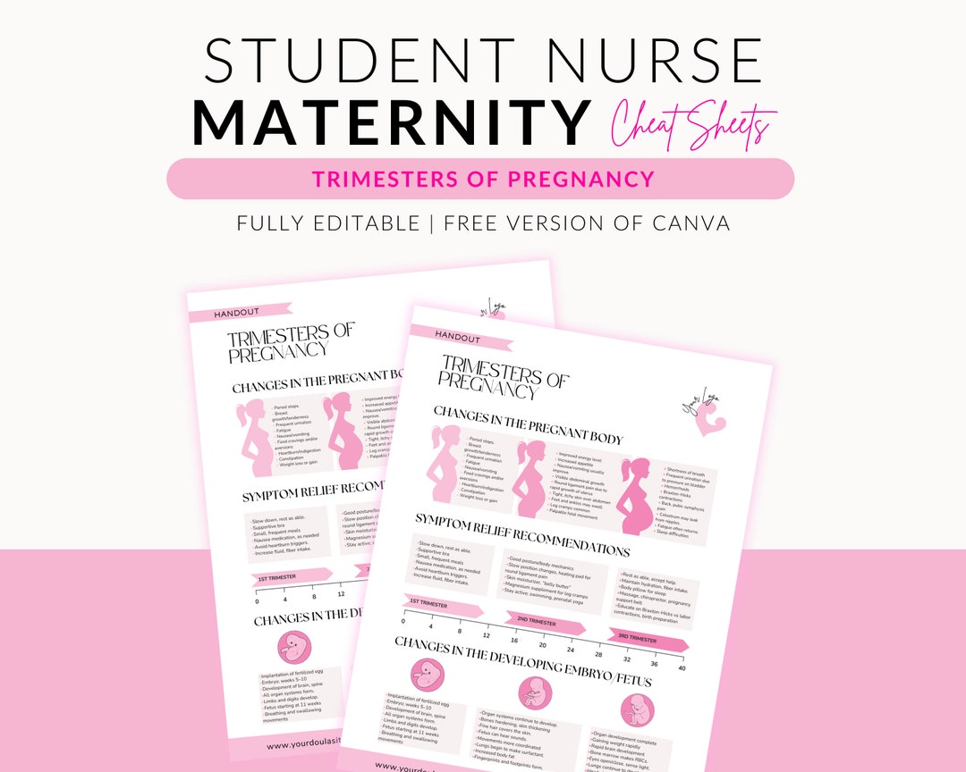 Trimesters of Pregnancy, Maternity & OB GYN Cheat Sheet, Nursing Study Guide, Pregnancy ...