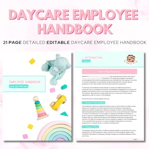Daycare Employee Handbook- Childcare Staff Handbook, Preschool Employee ...
