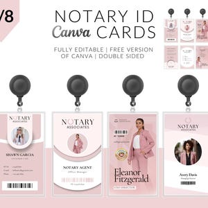Notary Agent ID Cards, Identification Templates, ID Cards, Blush ...