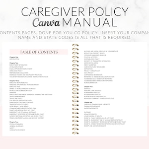 Caregiver Policy Manual: Editable Employee Handbook (canva Template) - Etsy
