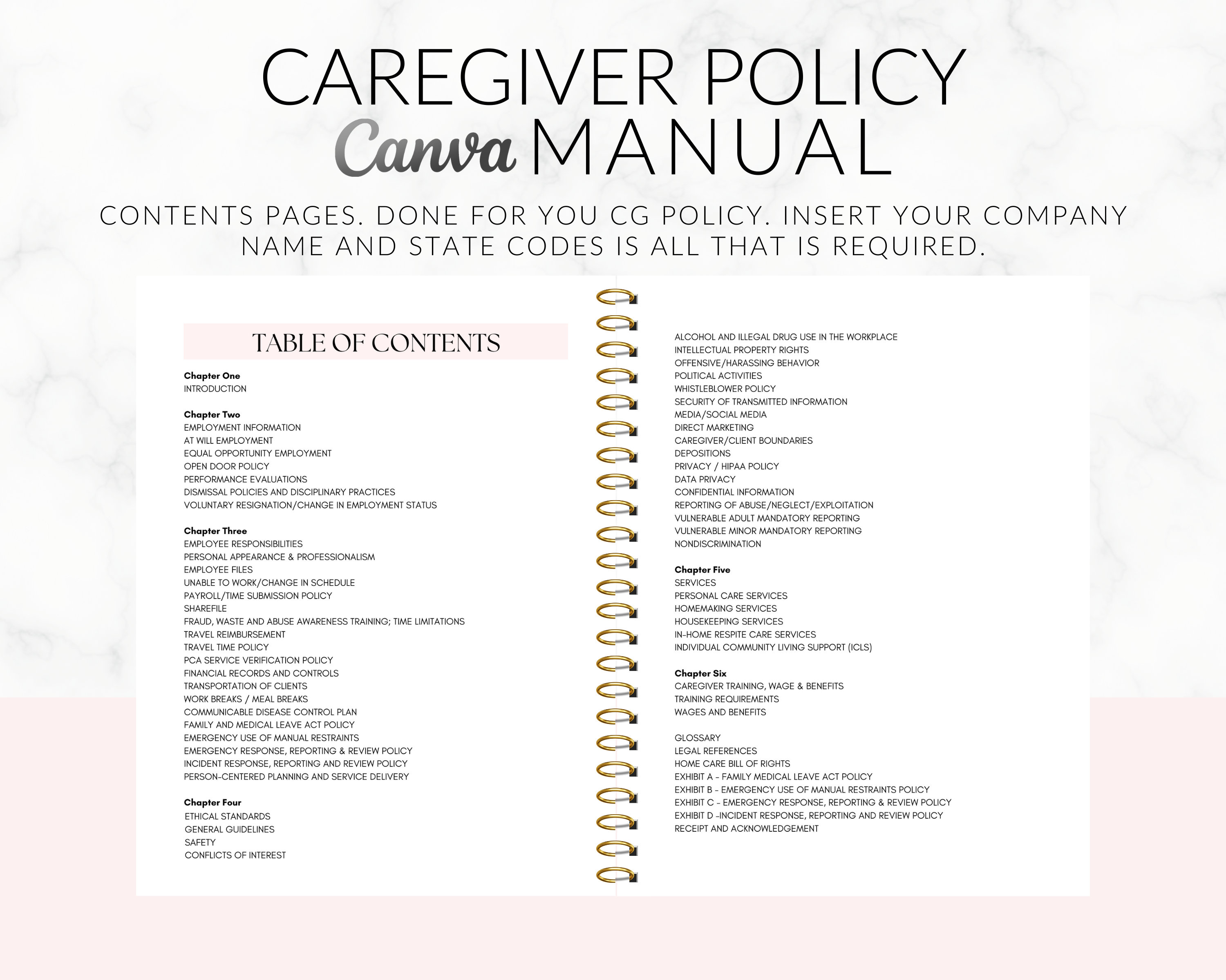 Caregiver Policy Manual, Employee Handbook, Care Business Policy ...