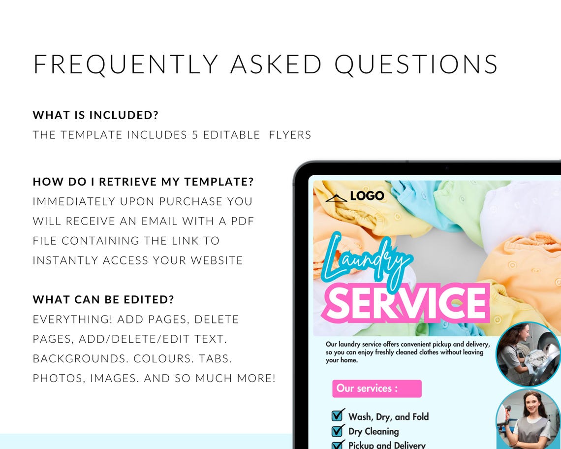 Laundry Service Flyers: Launderette Advertising Templates (canva ...