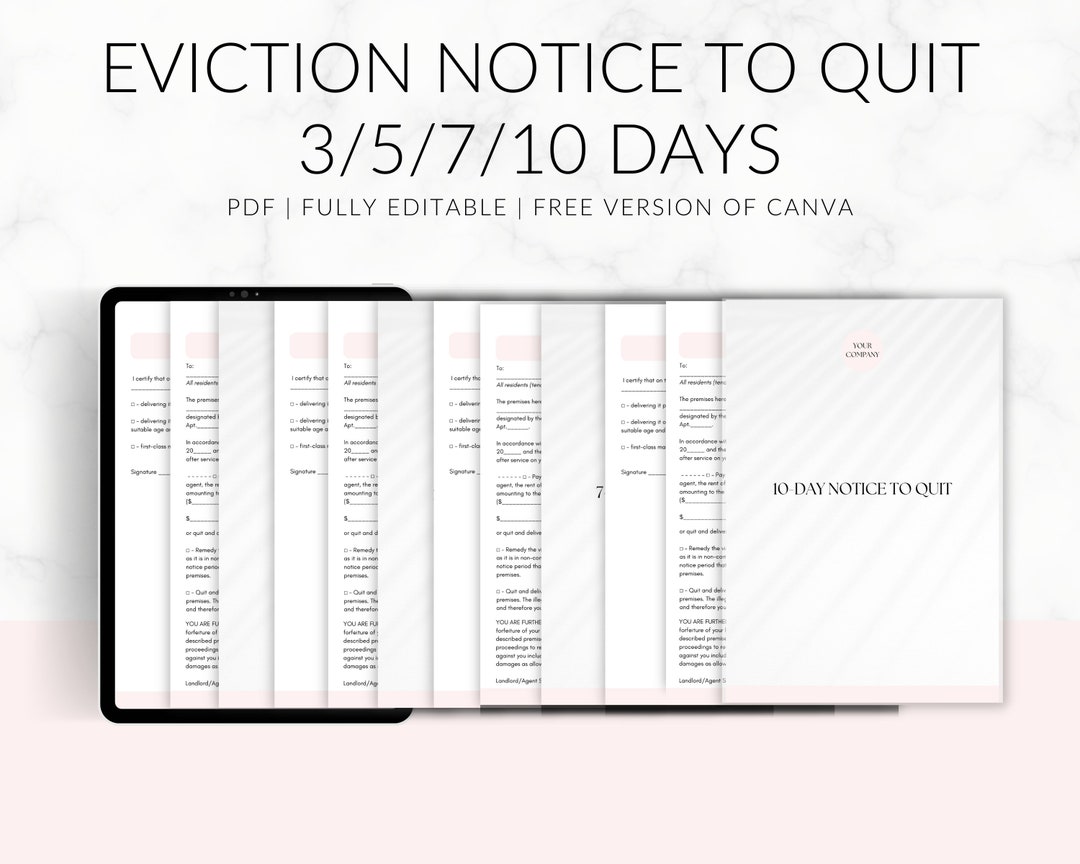 Eviction Notice to Quit, Legal Documents, 3/5/7/10 Days, Landlord ...