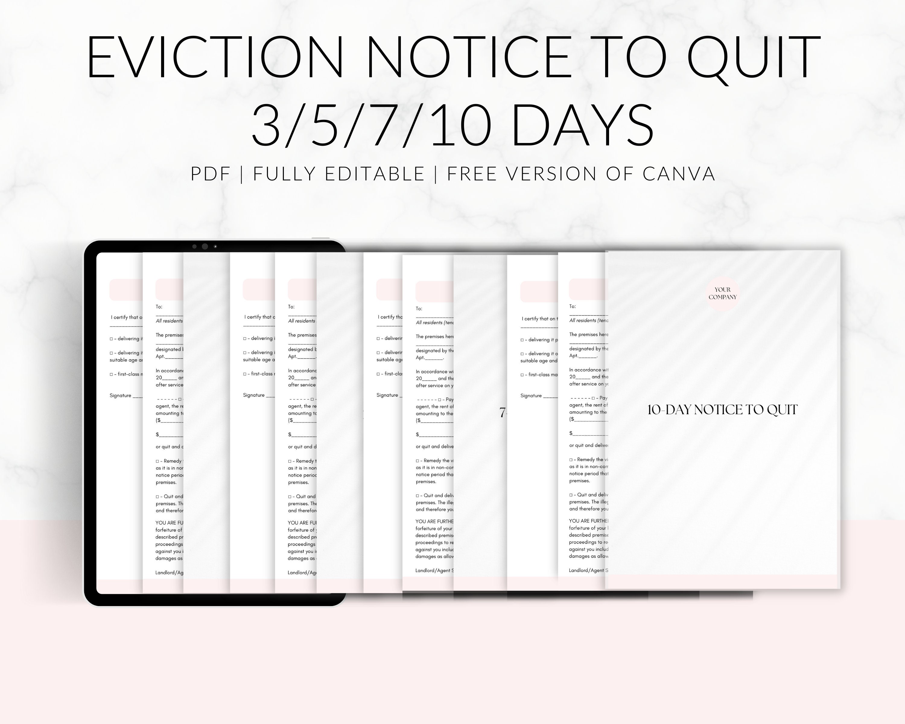 Eviction Notice to Quit, Legal Documents, 3/5/7/10 Days, Landlord ...