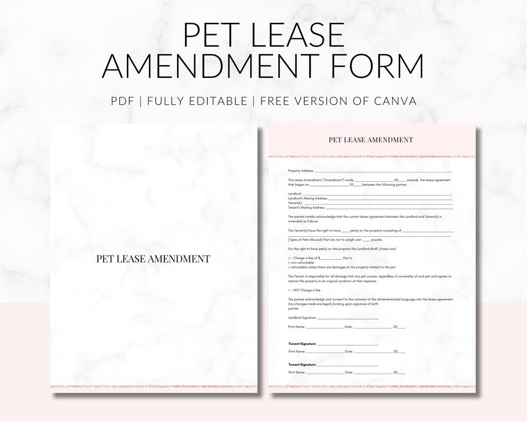 Pet Lease Amendment Form Template, Pet Permission in Rental Property ...