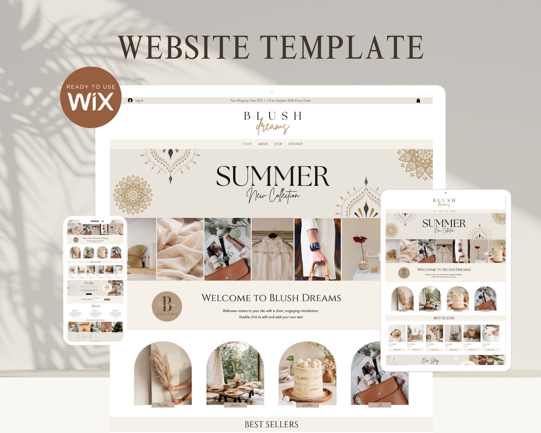 Boho Wix E-commerce Website Template, Online Store Design - Etsy